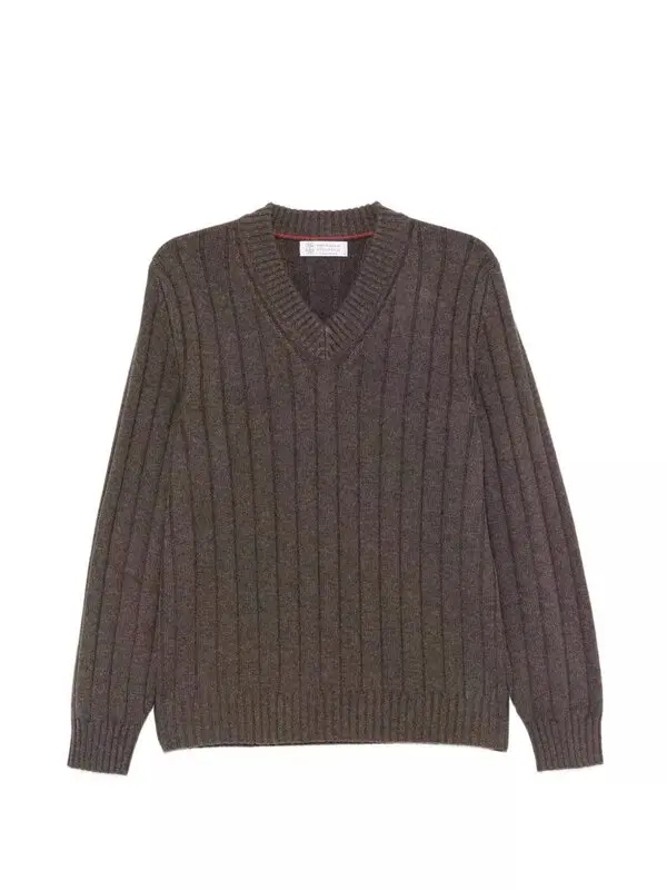 Brunello Cucinelli Ribbed V-neck Jumper