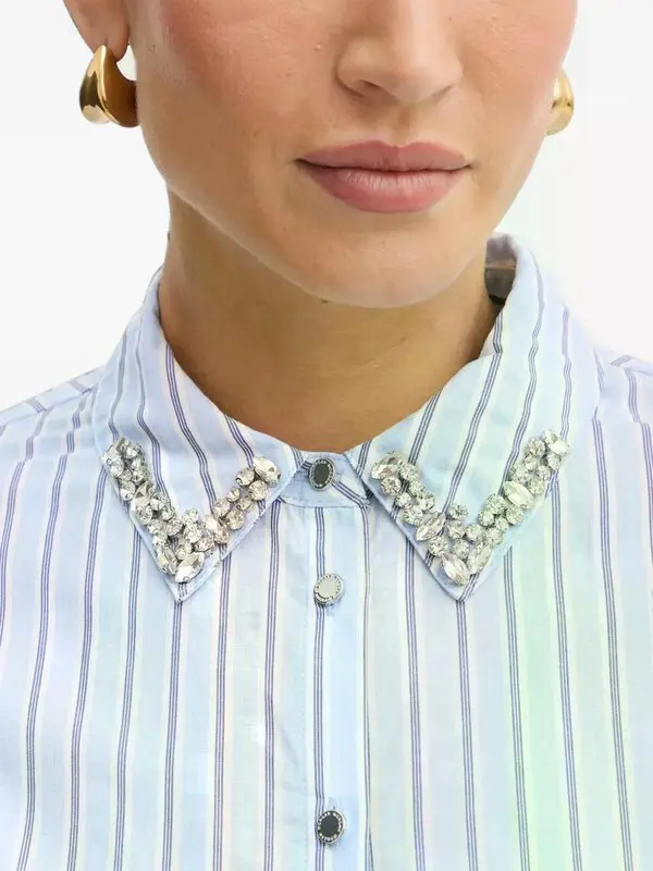 MORGAN Striped Shirt With Embellished Collar
