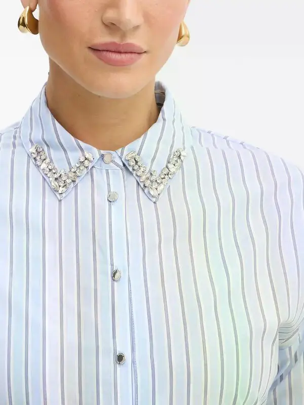 MORGAN Striped Shirt With Embellished Collar