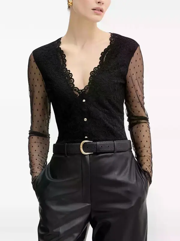 MORGAN Lace Spotted Bodysuit