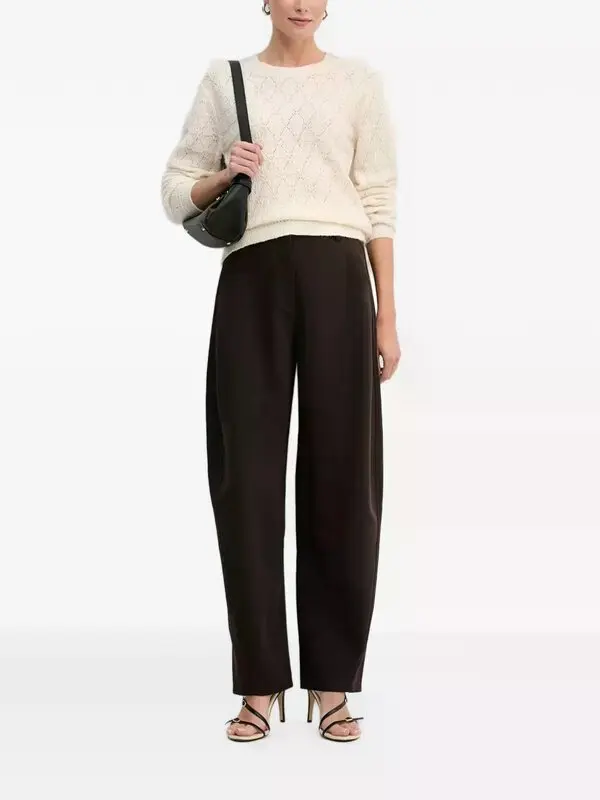 MORGAN Diamond Pattern Round Neck Long Sleeve Sweater