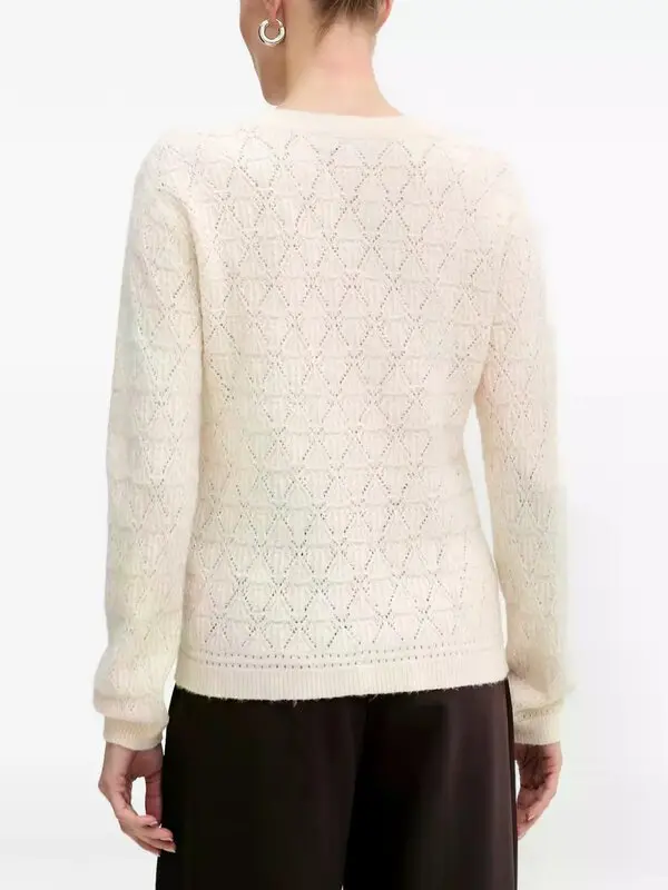 MORGAN Diamond Pattern Round Neck Long Sleeve Sweater