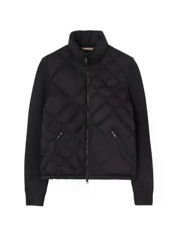 Burberry Dunsbury Puffer Jacket With Knitted Sleeves - Black