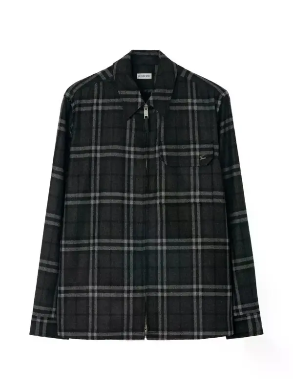 Burberry Check Wool Cashmere Overshirt - Grey
