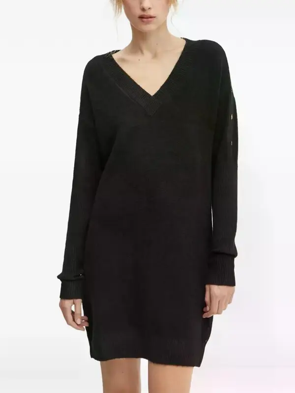 MORGAN V-neck Mini Dress With Rib-knit Trim