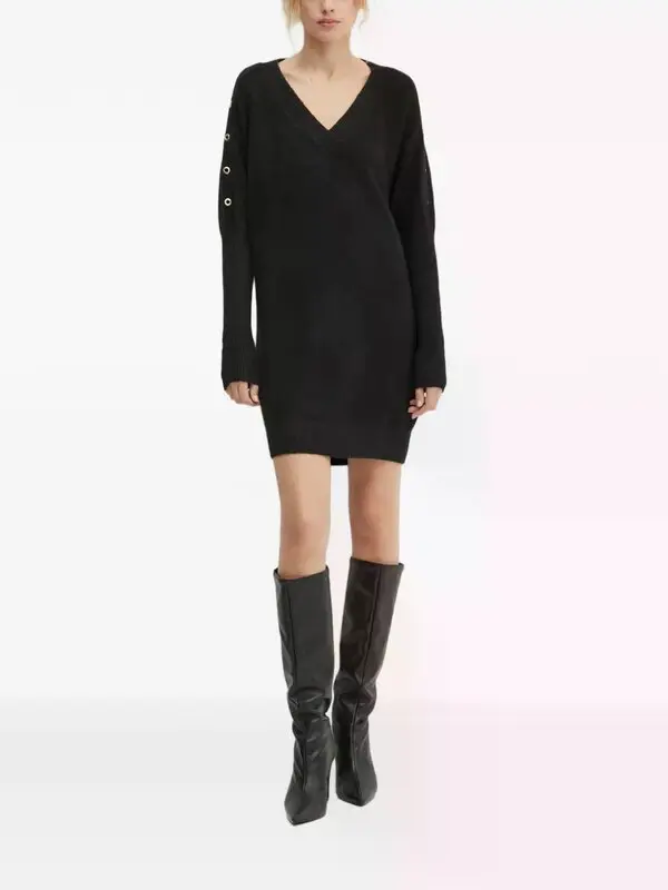 MORGAN V-neck Mini Dress With Rib-knit Trim