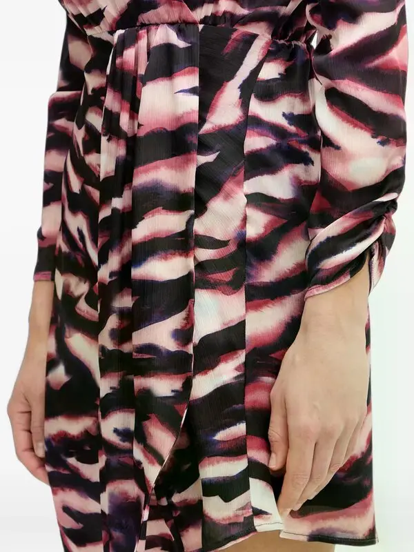 MORGAN V-neck Long Sleeve Printed Wrap Dress
