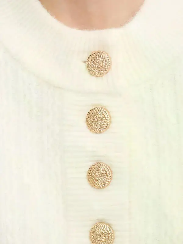 MORGAN Textured Knit Buttoned Sweater