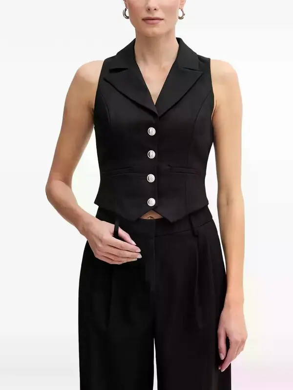 MORGAN Sleeveless V-neck Vest With Silver-tone Buttons