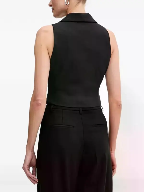 MORGAN Sleeveless V-neck Vest With Silver-tone Buttons