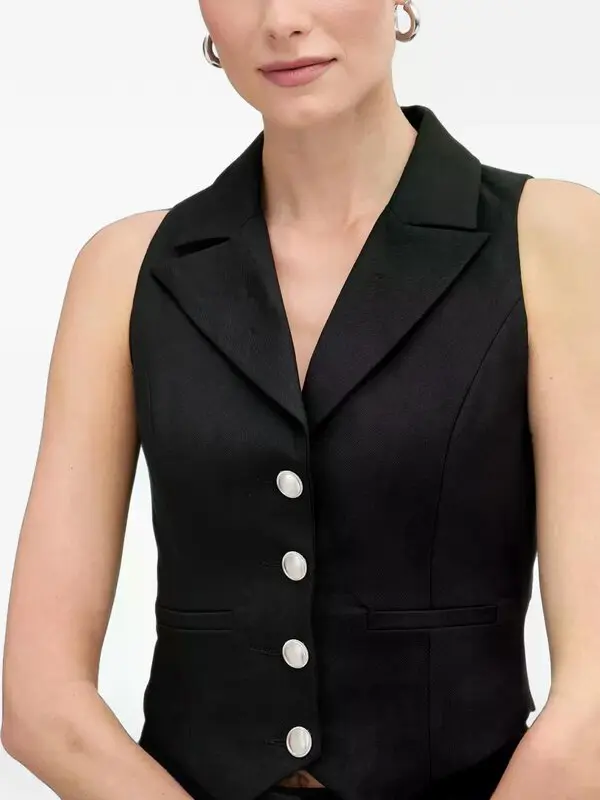 MORGAN Sleeveless V-neck Vest With Silver-tone Buttons