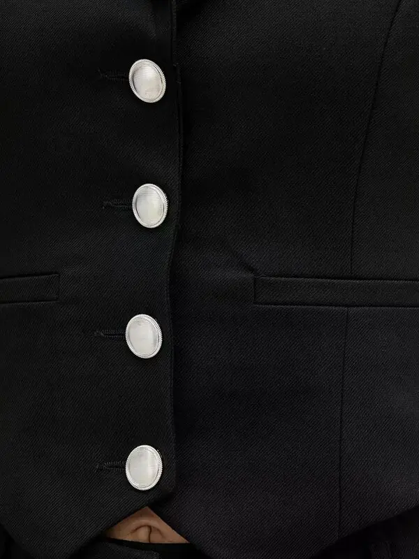 MORGAN Sleeveless V-neck Vest With Silver-tone Buttons