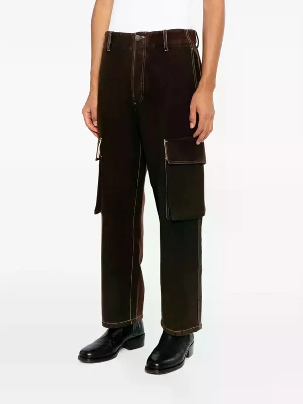 UMA WANG Contrast Stitch Cargo Pants - Brown