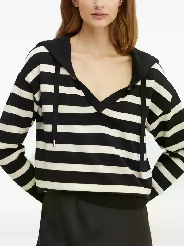 MORGAN Striped V-neck Hoodie