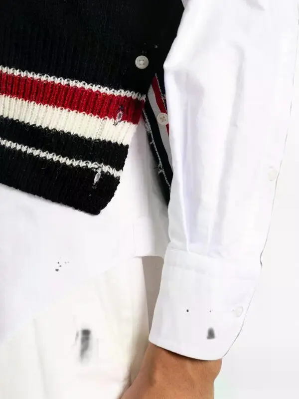 Thom Browne Stripe-detail V-neck Top