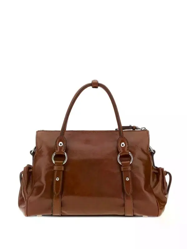 Miu Miu Logo-embossed Leather Tote Bag