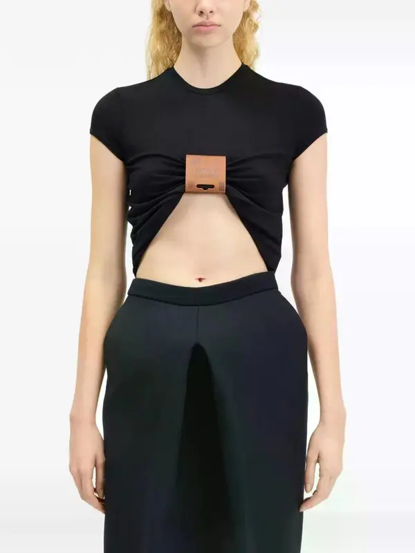 JEAN PAUL GAULTIER Jersey T-shirt With Leather Logo Tag Detail