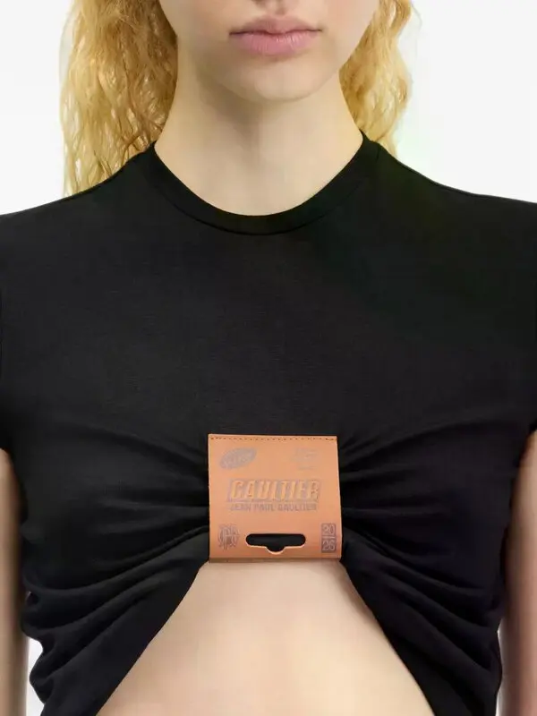 JEAN PAUL GAULTIER Jersey T-shirt With Leather Logo Tag Detail