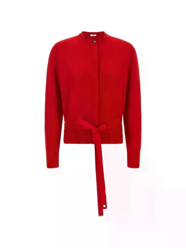 FERRAGAMO Cardigan With Thread-through Belt - Red