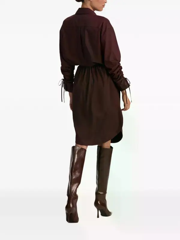 Alice + Olivia Denise Ruched Tie-sleeve Midi Shirt Dress