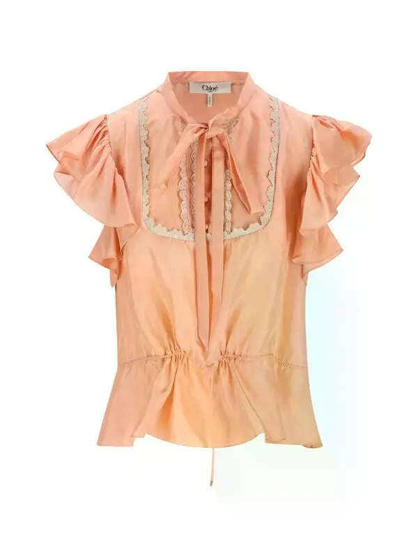 Chloé Lace-trim Ruffled Blouse - Pink