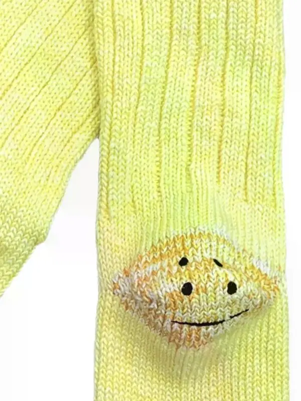 Kapital Ribbed Knit Socks With Happy Heel Motif