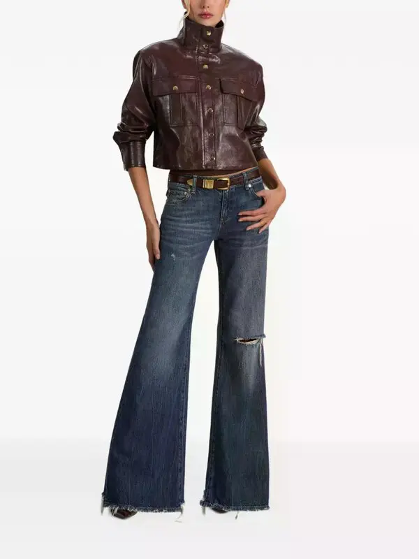 Alice + Olivia James Cropped Funnel Neck Jacket
