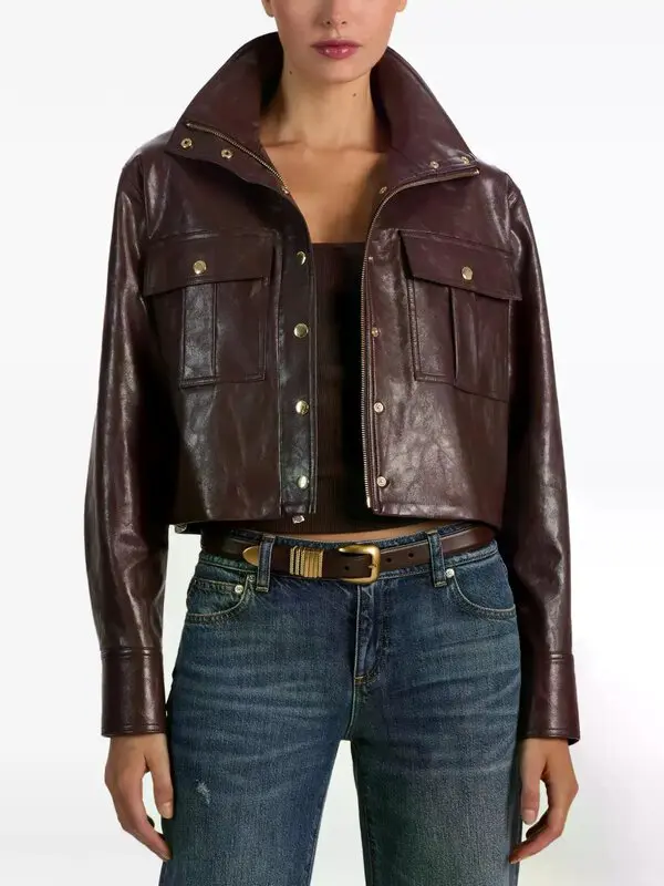 Alice + Olivia James Cropped Funnel Neck Jacket