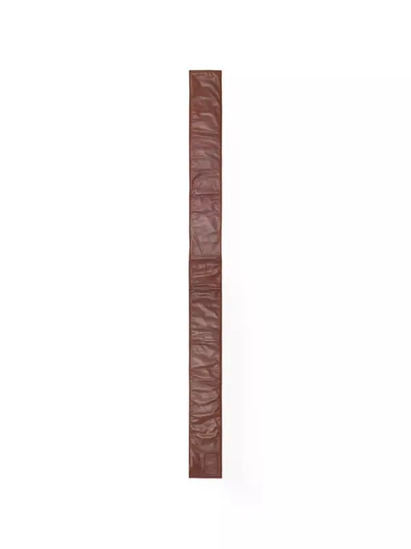 Burberry Narrow Reversible Check And Leather Scarf