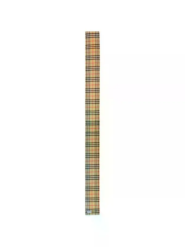 Burberry Narrow Reversible Check And Leather Scarf
