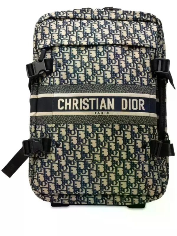 Dior 2019 Small Oblique Canvas Diortravel Suitcase Travel Bag - Blue