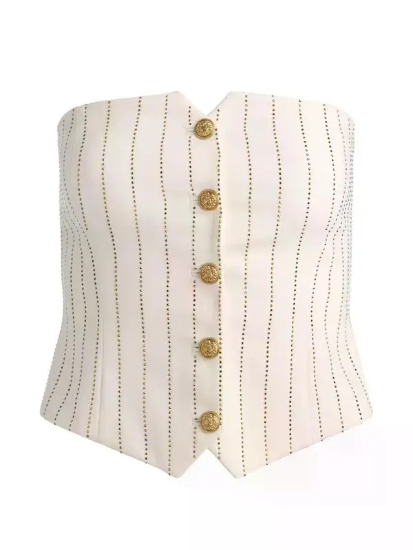 Alice + Olivia Kelcey Embellished Strapless Top - Neutrals