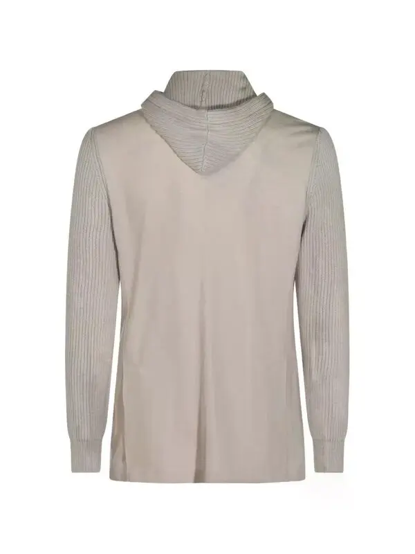 Eleventy Ribbed-knit Panelled Hoodie