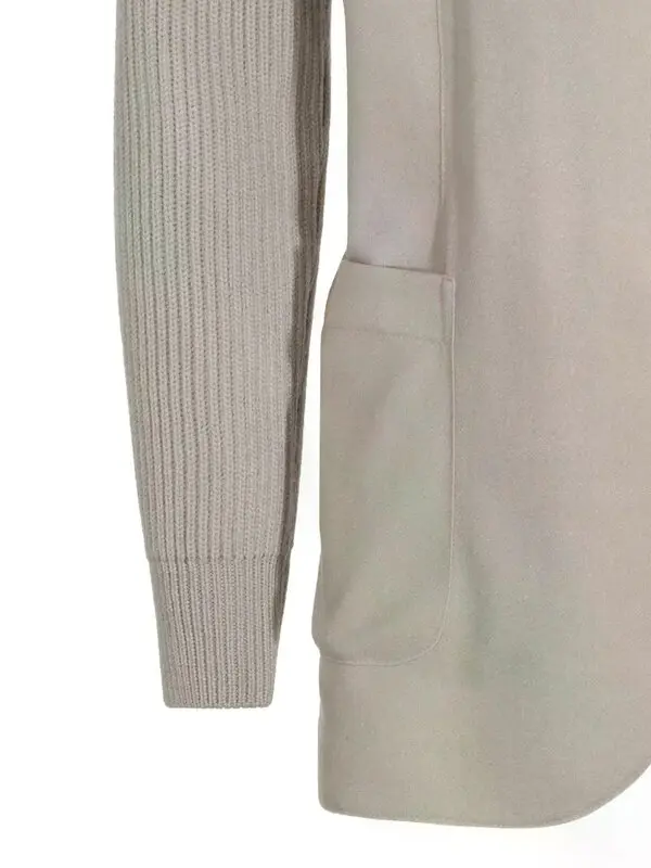 Eleventy Ribbed-knit Panelled Hoodie