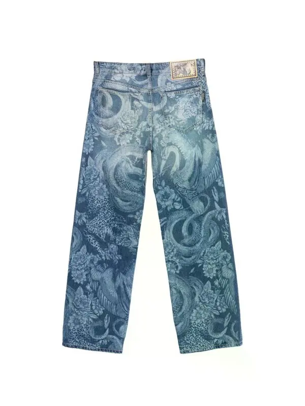 Just Cavalli Animal-print Logo-patch Jeans