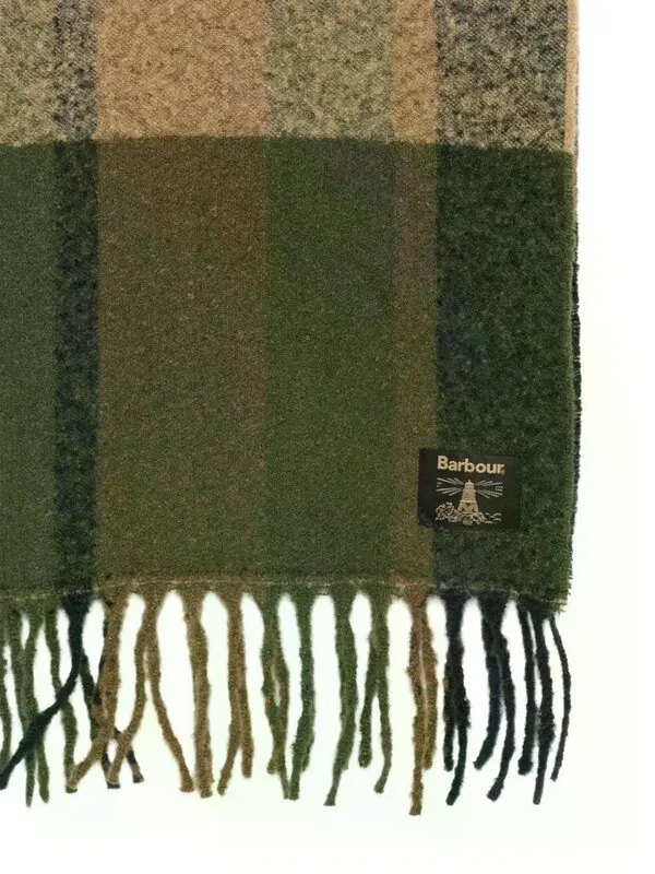 Barbour Check-pattern Fringed Scarf Set