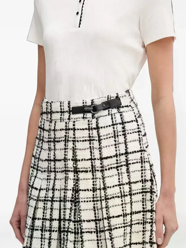 MORGAN Checked-pattern Belted Mini Skirt