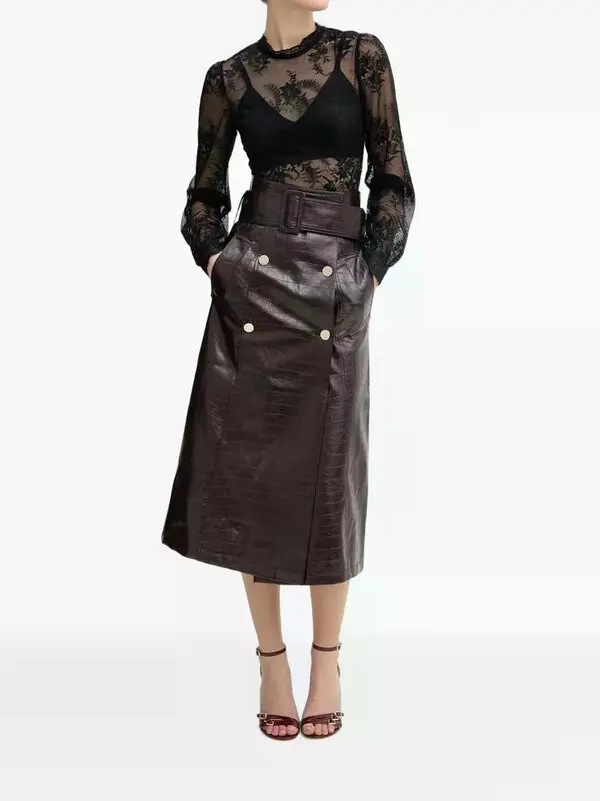 MORGAN Lace Long-sleeved Bodysuit - Black