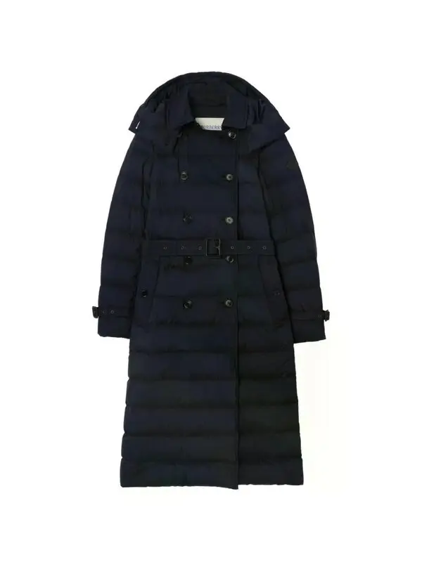 Burberry Long Nylon Audley Puffer Coat - Blue