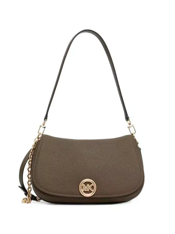 Michael Kors Logo-plaque Pebbled Shoulder Bag - Brown