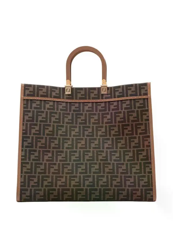 Fendi 2010-2026 Large Zucca Canvas Sunshine Shopper Tote Bag - Brown