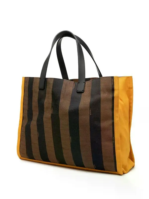 Fendi 2010-2026 Pequin Canvas Tote Bag - Brown