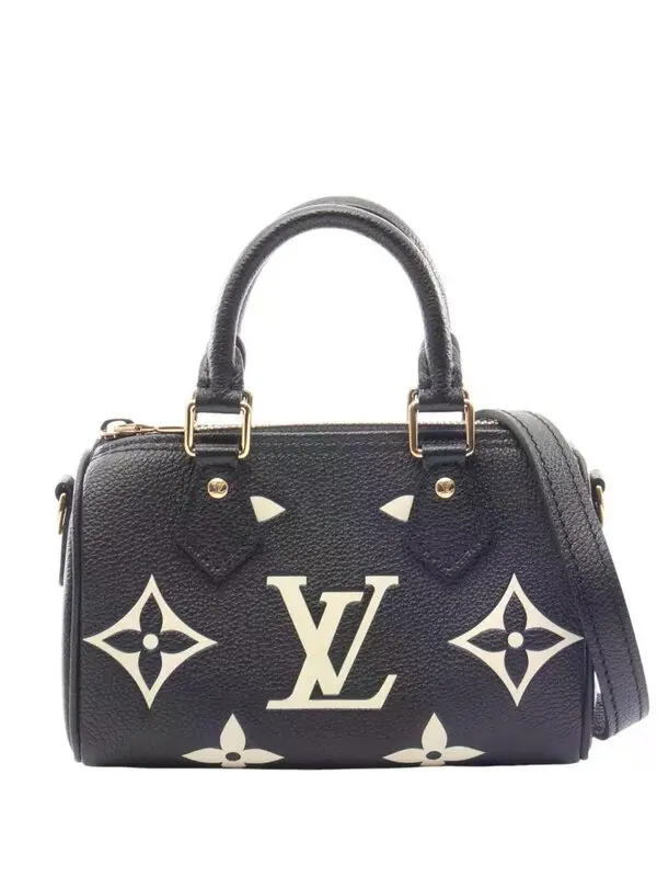 LOUIS VUITTON 2021-2026 Bicolor Monogram Empreinte Nano Speedy Bandouliere Satchel - Black
