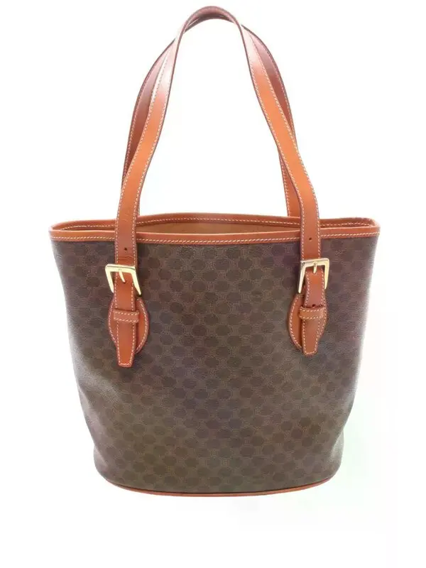 Celine 20th Century Macadam Coated Canvas Tote Bag - Brown