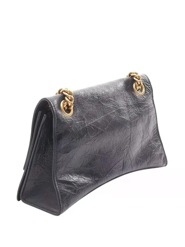 Balenciaga 2018-2026 Small Calfskin Crush Chain Shoulder Bag - Black