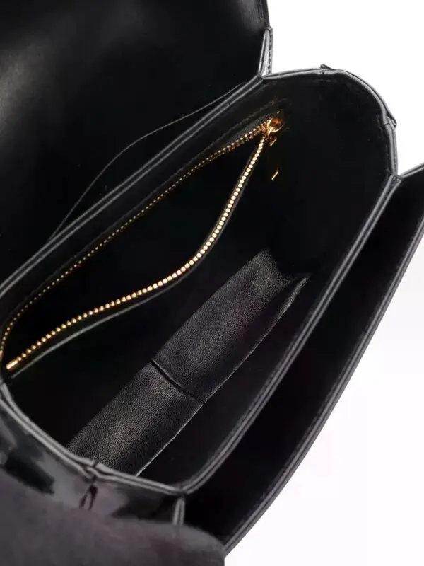 Celine 2010-2026 Teen Shiny Calfskin Triomphe Crossbody Bag - Black