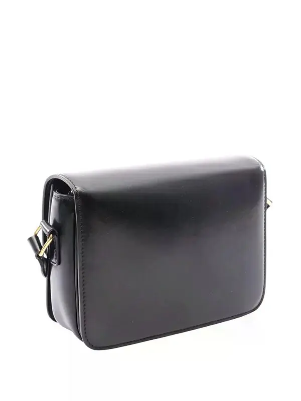 Celine Shiny Calfskin Triomphe Crossbody Bag - Black