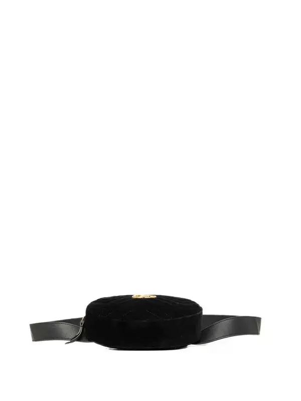 Gucci 2016-2026 Gg Marmont Matelasse Velvet Belt Bag - Black