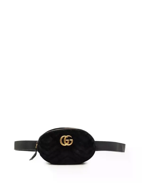 Gucci 2016-2026 Gg Marmont Matelasse Velvet Belt Bag - Black