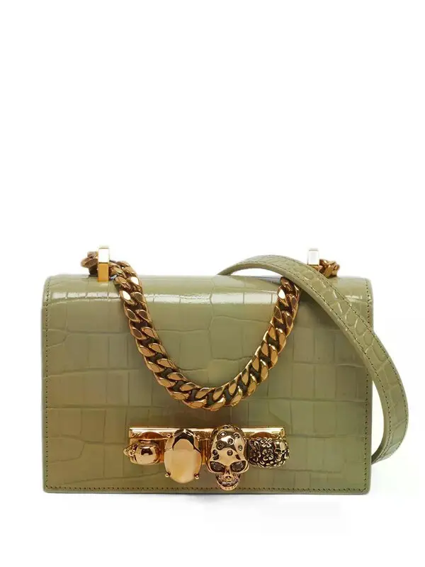 Alexander McQueen Skull Knuckle Crocodile-embossed Mini Bag